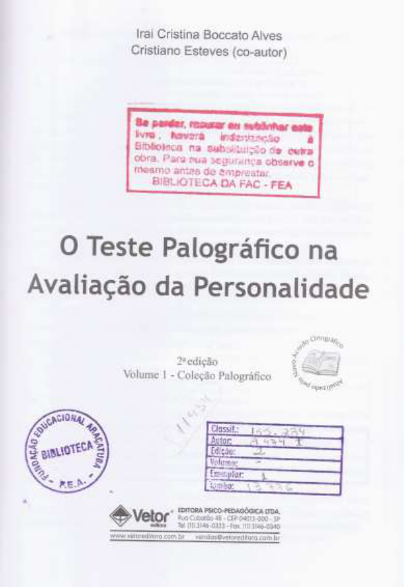 Manual - teste palográfico na avaliação da personalidade - Psicologia
