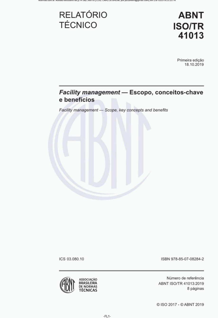 ISO 41013 de 10 2019 - TR Facility management Escopo, conceitos-chave e ...