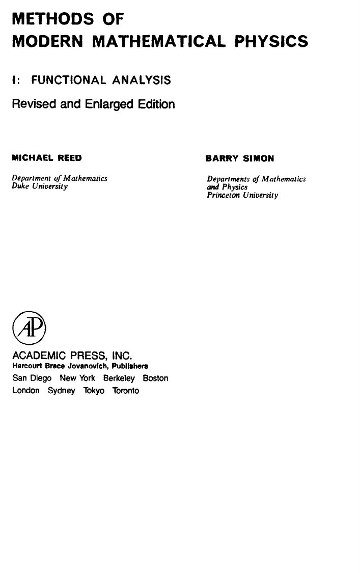 Reed M., Simon B. Vol 1. Methods of mathematical physics. Functional ...