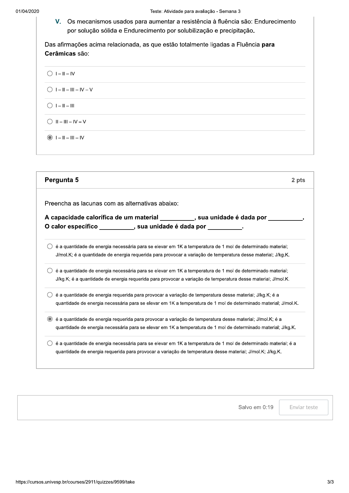 Univesp Atividade Para Avaliação Semana 3 Ciencia Dos Materiais