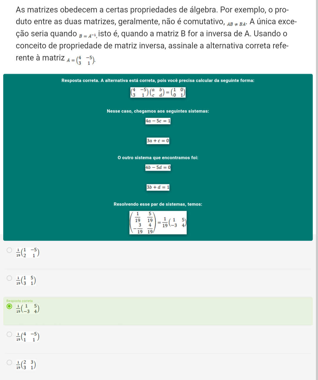 Atividade A2 - Álgebra Linear Computacional - Álgebra