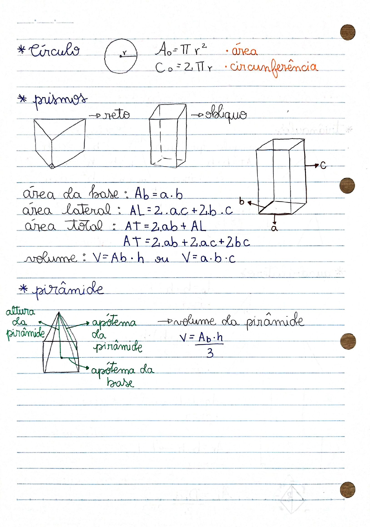 FÓRMULAS DE GEOMETRIA ESPACIAL - Geometria Espacial