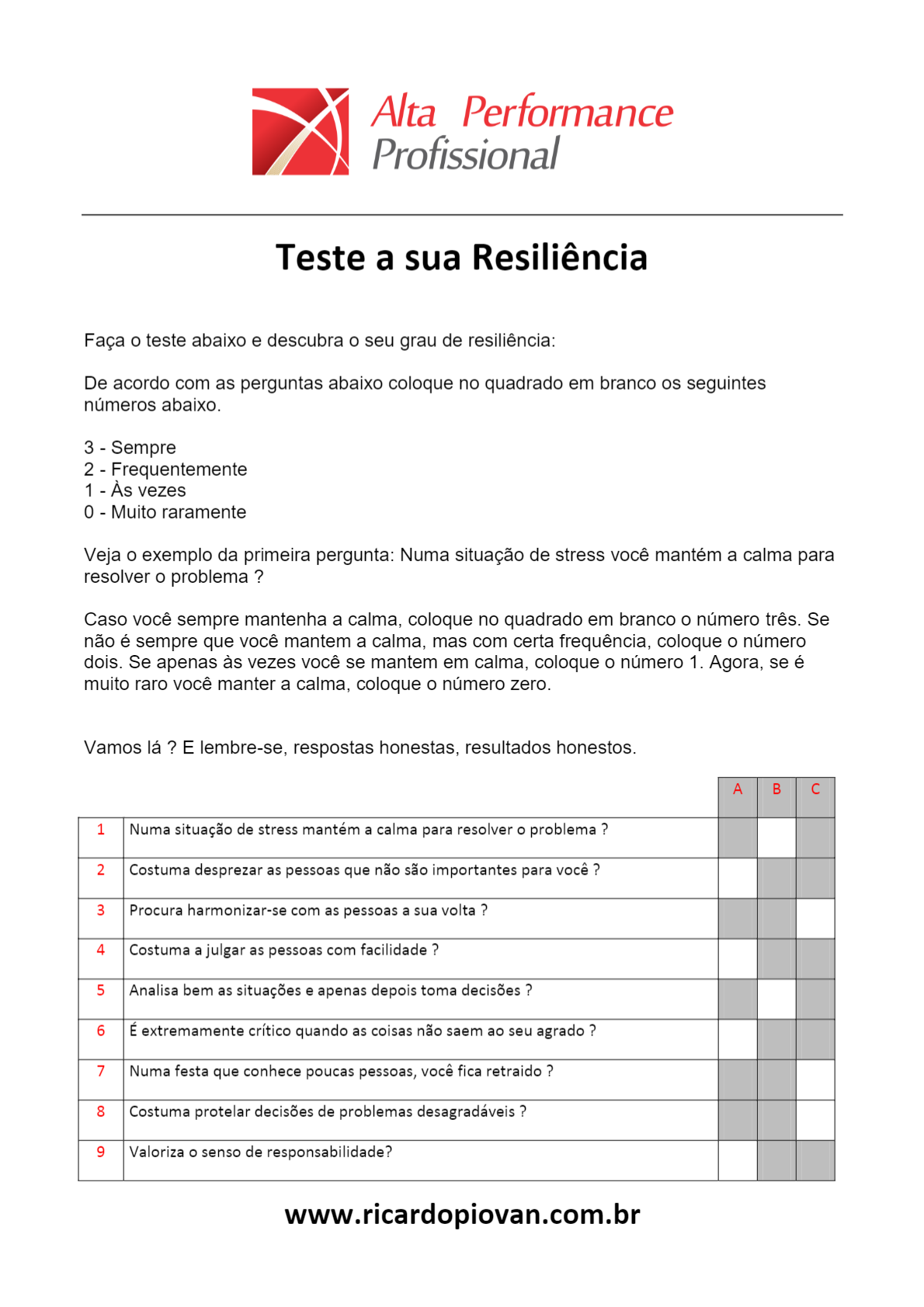 Teste a sua Resiliência - PDF Download grátis - Psicologia Comportamental