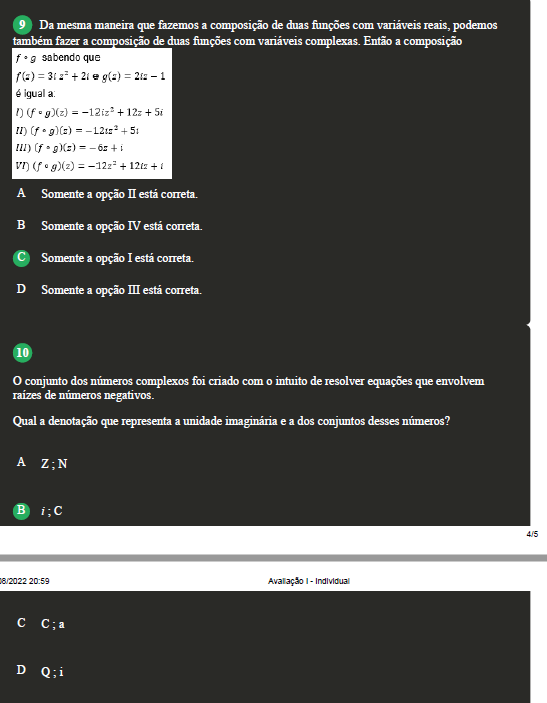 Avaliação 1 -Cálculo Avançado Números Complexos e Equações Diferenciais ...
