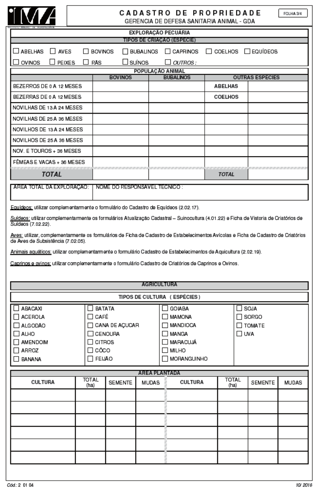 cadastro de propriedade e produtor rural - Administração Financeira