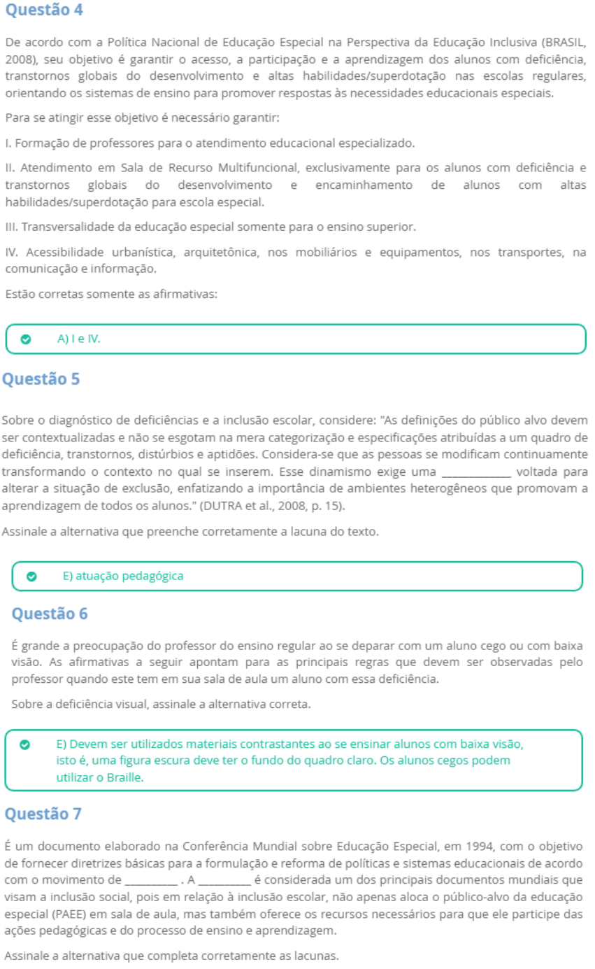 PROVA PRESENCIAL - 1 CHAMADA - EDUCAÇÃO INCLUSIVA - B - Pedagogia PROVA PRESENCIAL - 1 CHAMADA - EDUCAÇÃO INCLUSIVA - B - Pedagogia