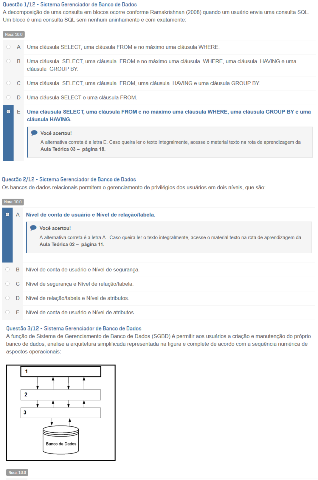 Prova Objetiva - Sistema Gerenciador de Banco de Dados