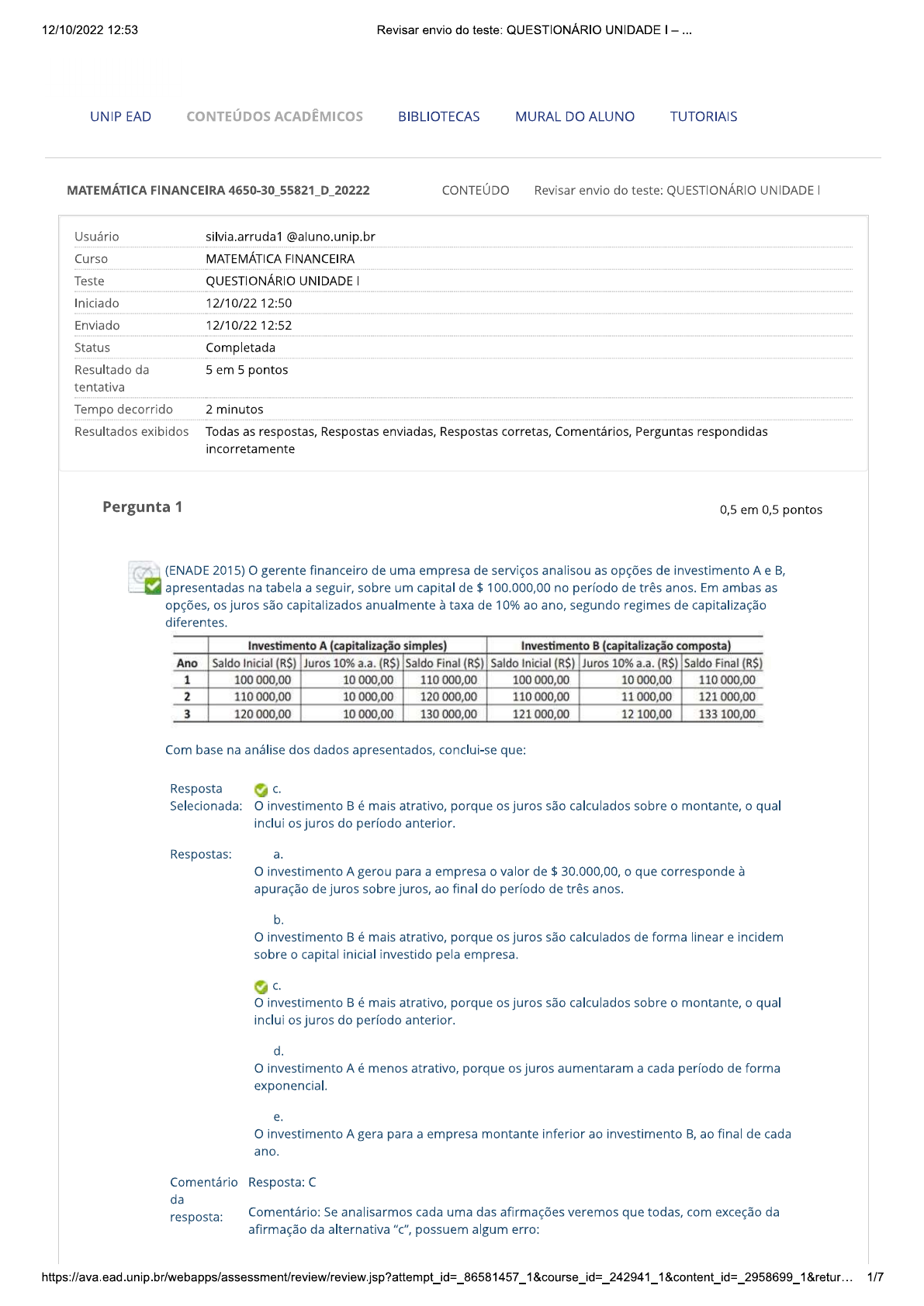 Matematica Financeira - Questionario Unidade I - Matemática Financeira Matematica Financeira - Questionario Unidade I - Matemática Financeira
