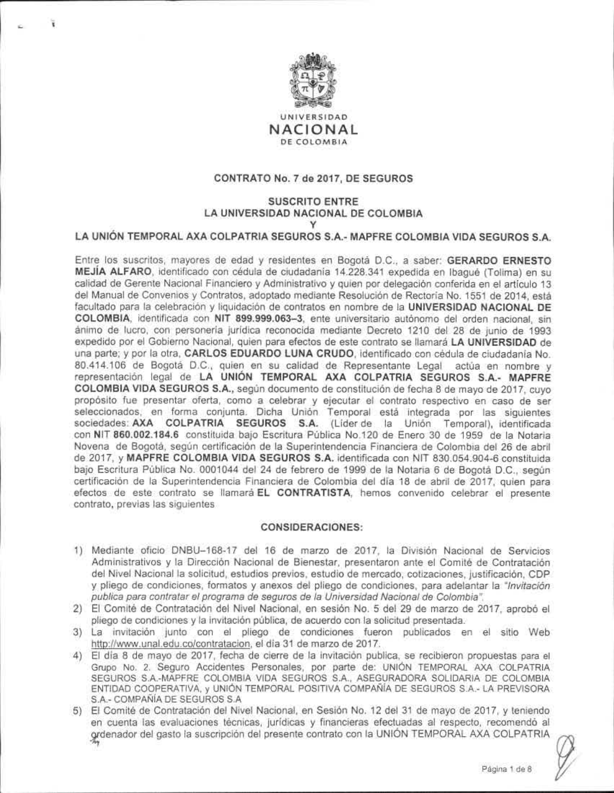 CONTRATO-7-DE-2017---LA-UNION-TEMPORAL-AXA-COLPATRIA-SEGUROS - Pedagogia CONTRATO-7-DE-2017---LA-UNION-TEMPORAL-AXA-COLPATRIA-SEGUROS - Pedagogia
