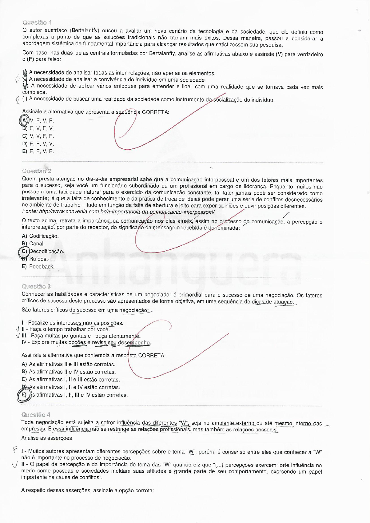 Prova Versão 965054 - Série IV - Técnicas de Negociação - Técnicas de ... Prova Versão 965054 - Série IV - Técnicas de Negociação - Técnicas de ...