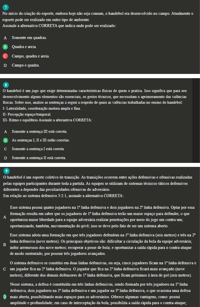 Teoria e Metodologia do Handebol UNIASSELVI PROVA FINAL - Teoria e ...
