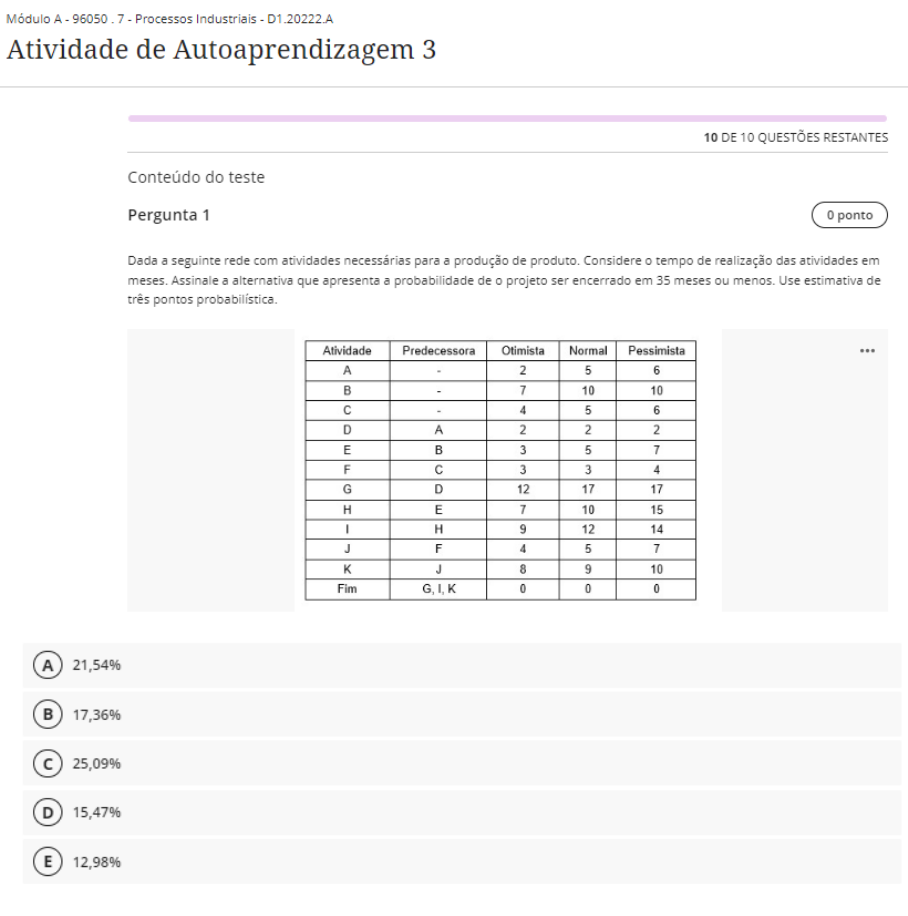 Processos industriais atividade 3a - Processos Industriais