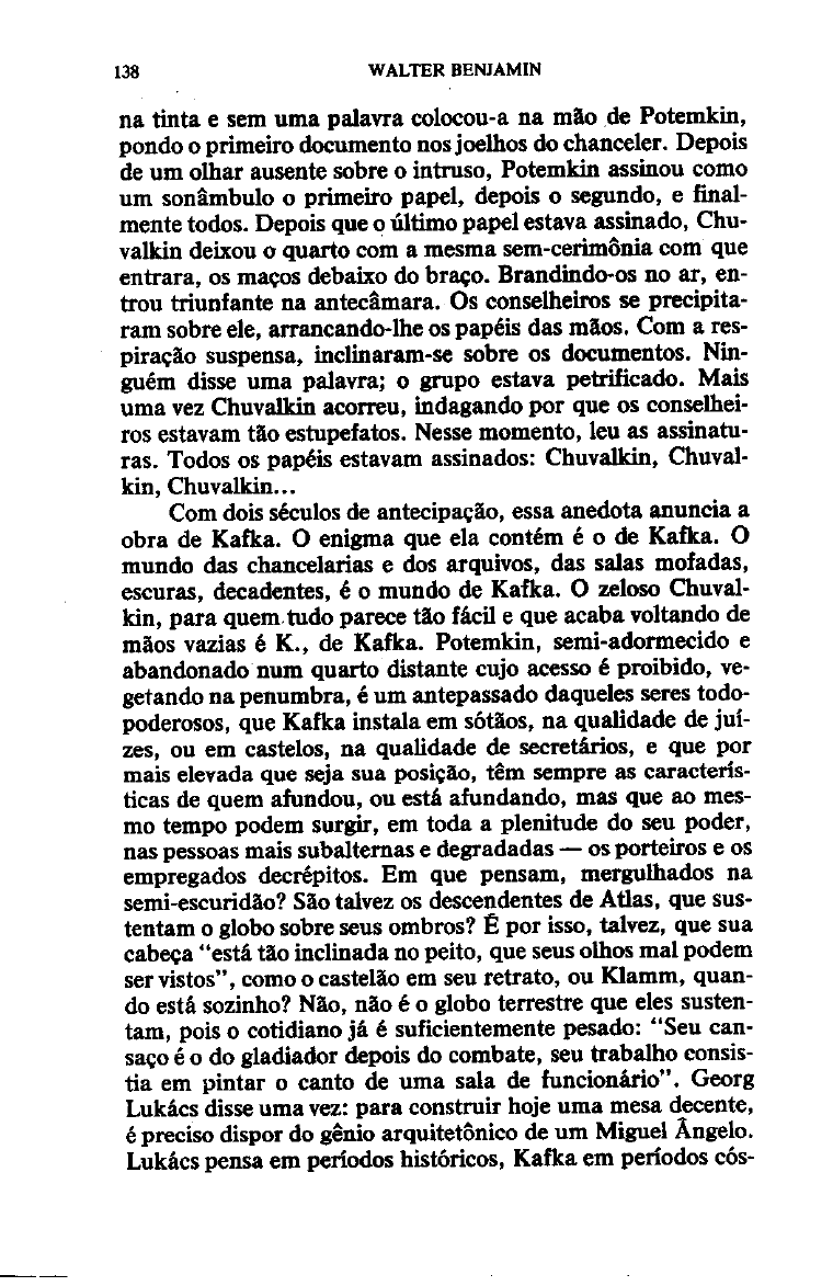 BENJAMIN, Walter. Franz Kafka A propósito do décimo aniversário de sua ...