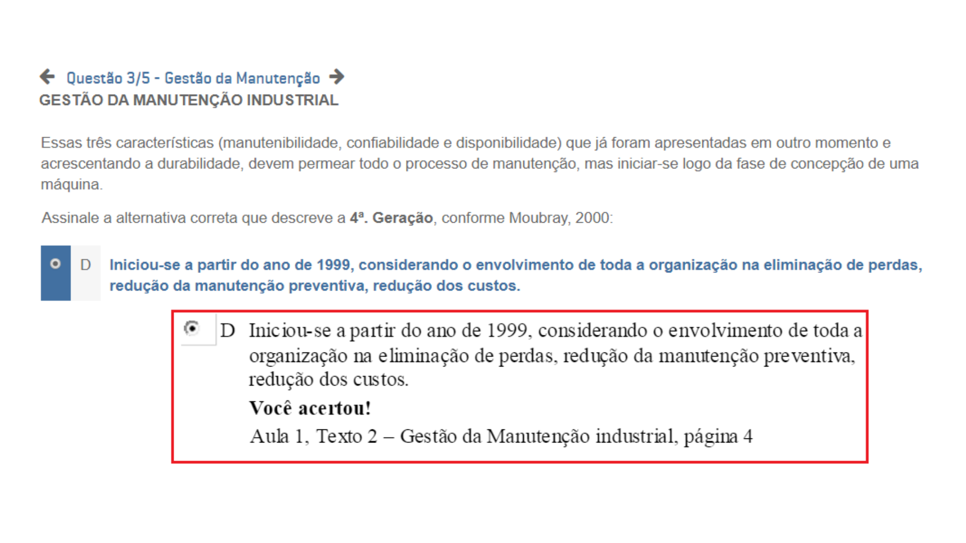 TODAS PROVAS GESTAO DA MANUTENÇÃO 2019 100% - Gestão da Manutenção TODAS PROVAS GESTAO DA MANUTENÇÃO 2019 100% - Gestão da Manutenção