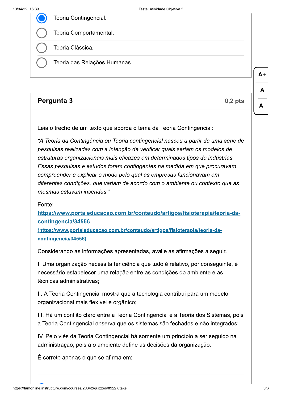 adm moderna e pos moderna ativida objetiva 3 100 - Administração