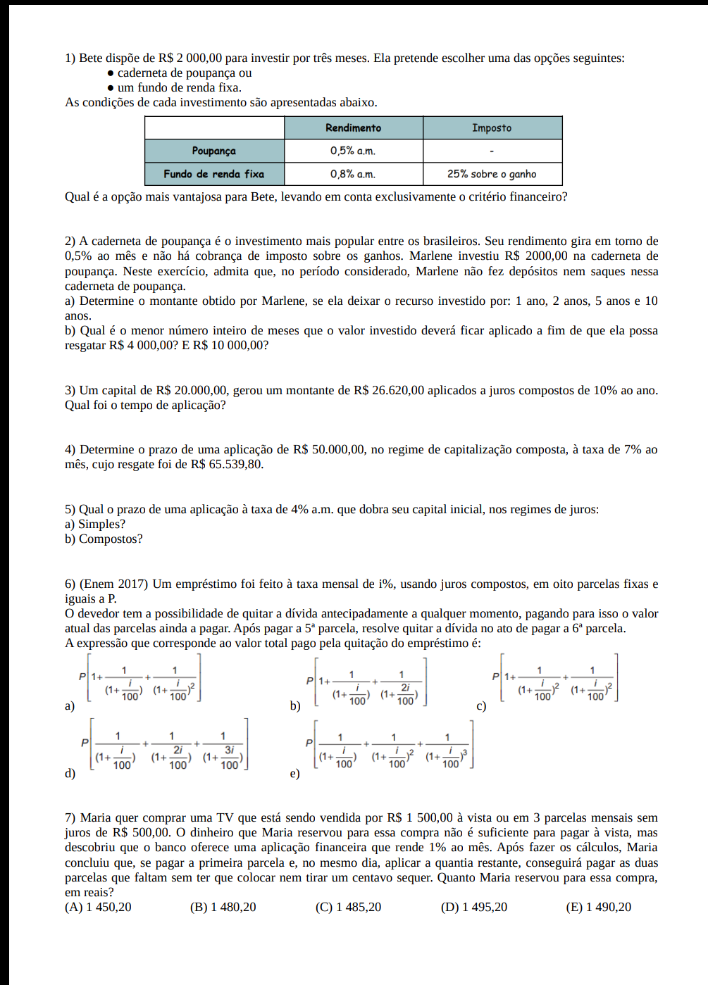 Exercicios De Juros Composto - FDPLEARN