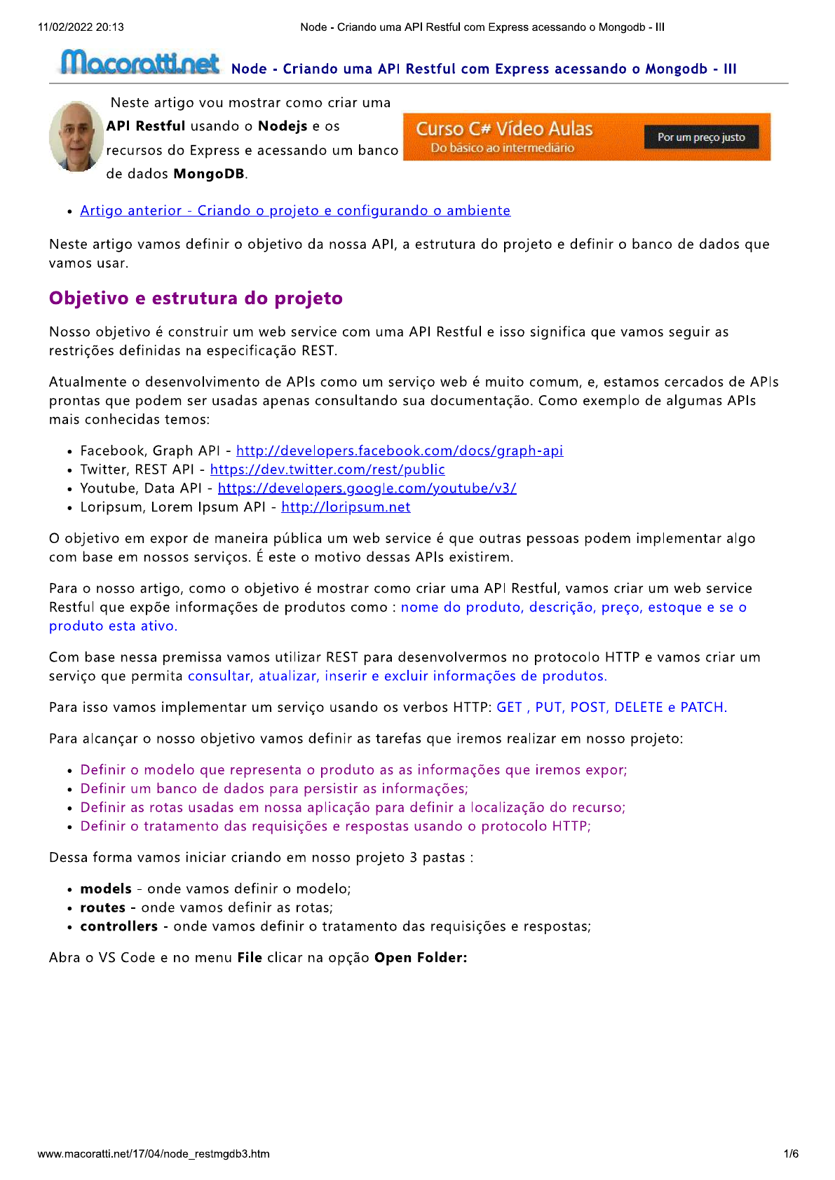 Node Criando Uma Api Restful Com Express Acessando O Mongodb Iii