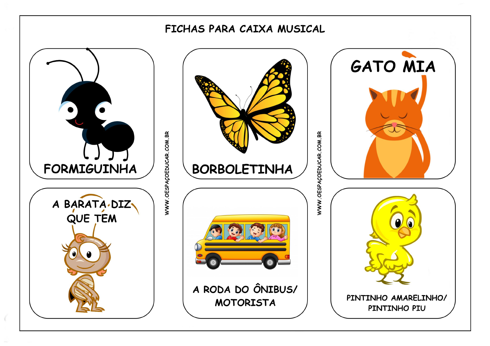 Caixa Musical FICHAS 1 - Pedagogia