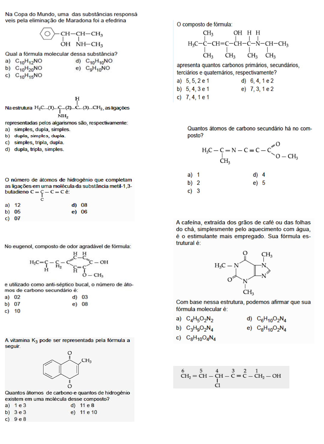 Lista de Exercicios 2 Estereoquimica, PDF
