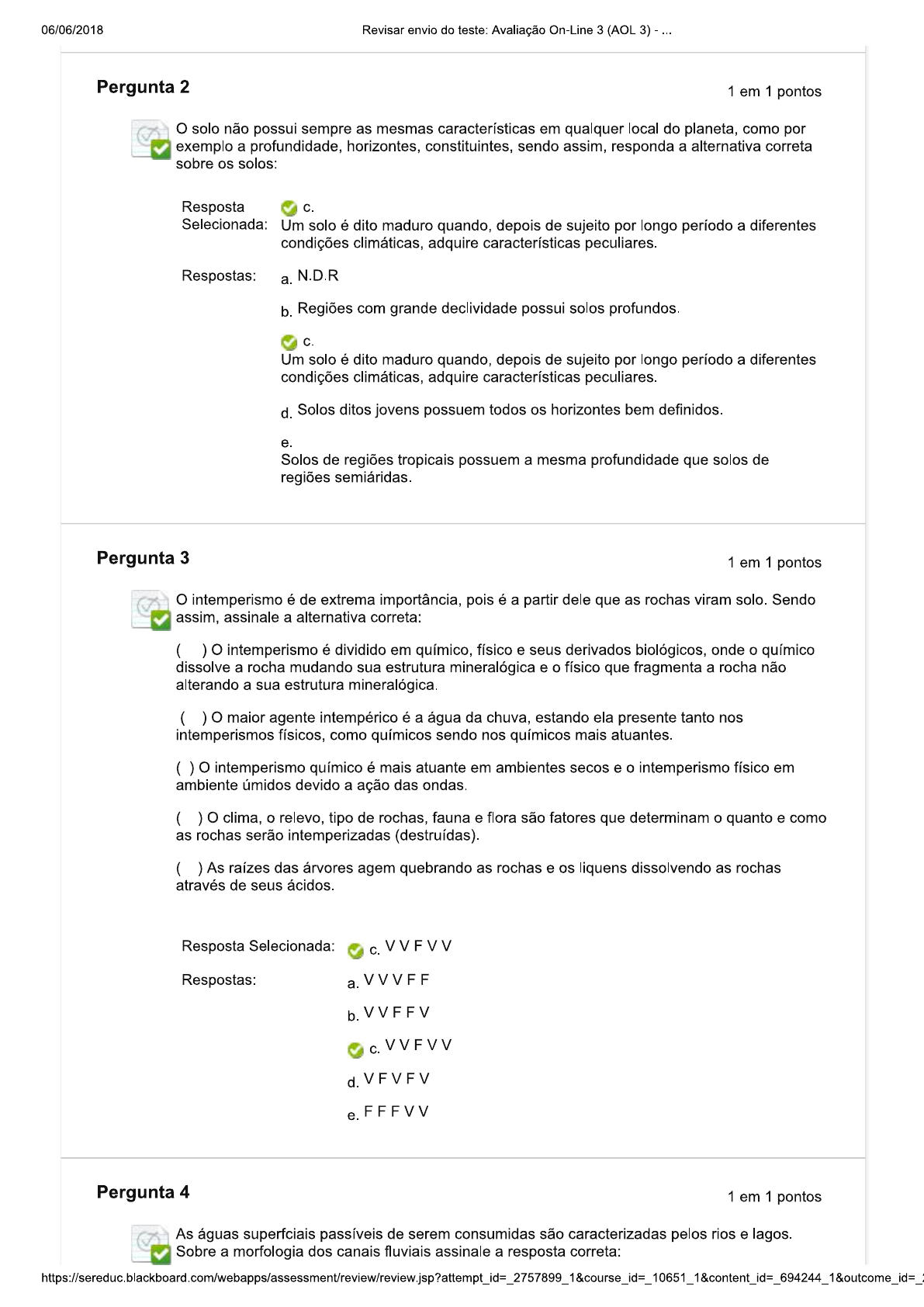 Avaliação On Line 3 (AOL 3) Questionário Fundamentos de Geologia ...