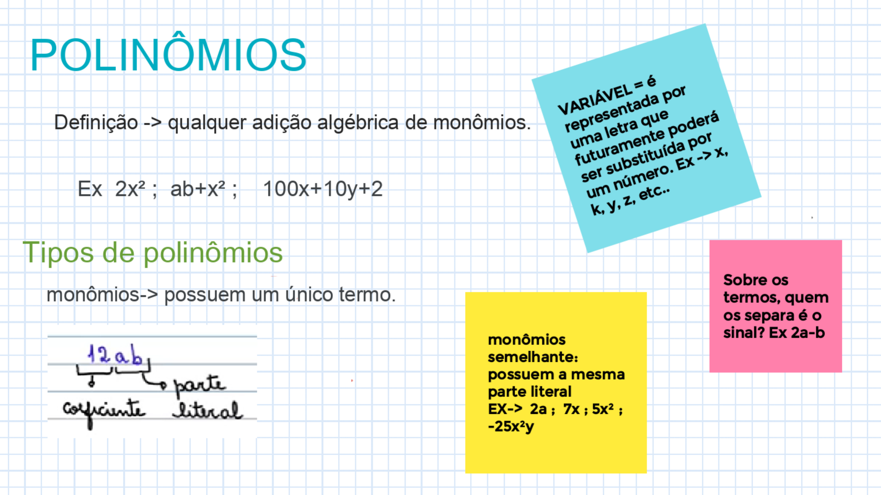 AULA 01 E 02 POLINOMIO (Teoria, classificação, soma e subtração ...