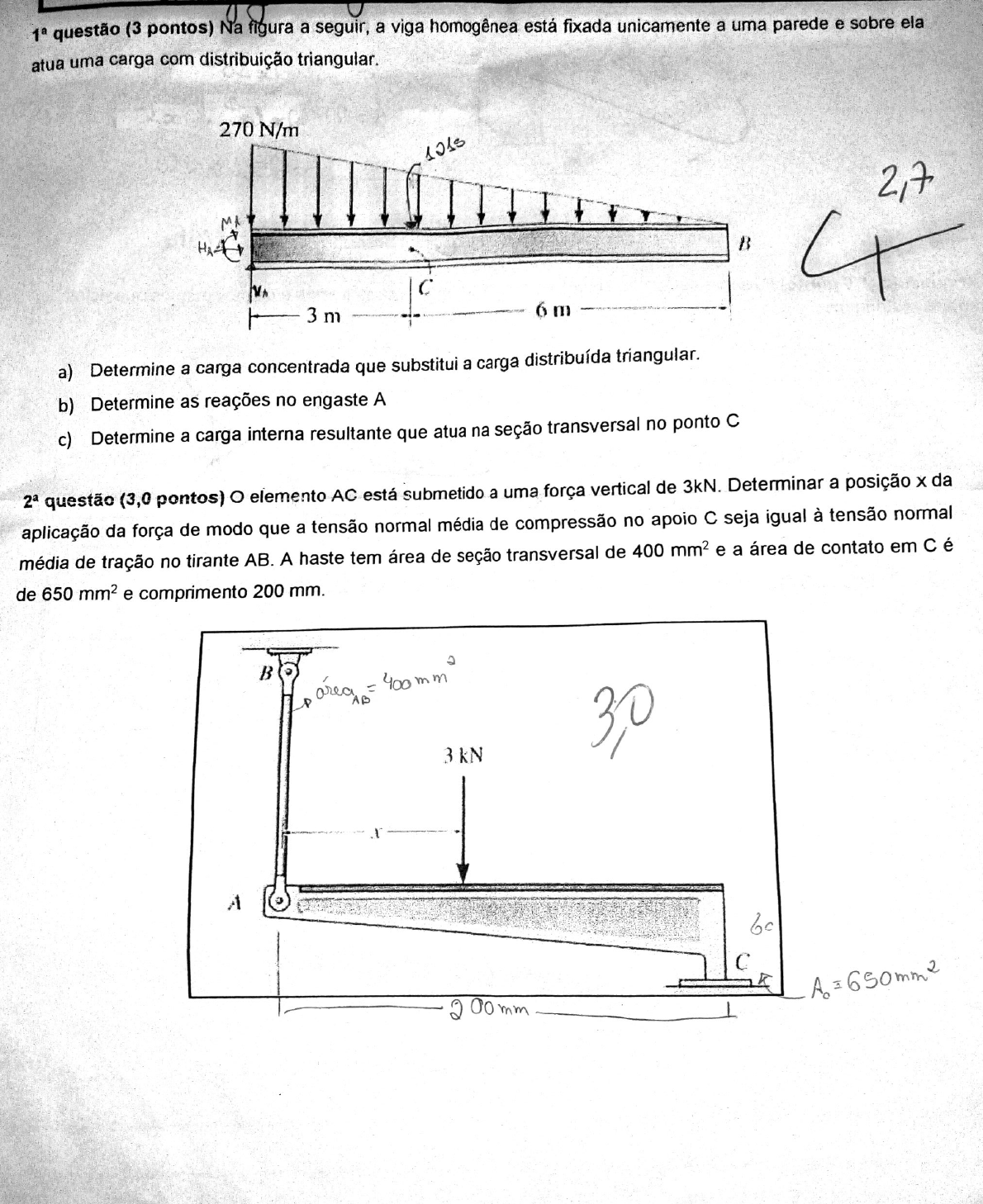 av1 Resmat 1 2017.1.pdf - Resistência dos Materiais I
