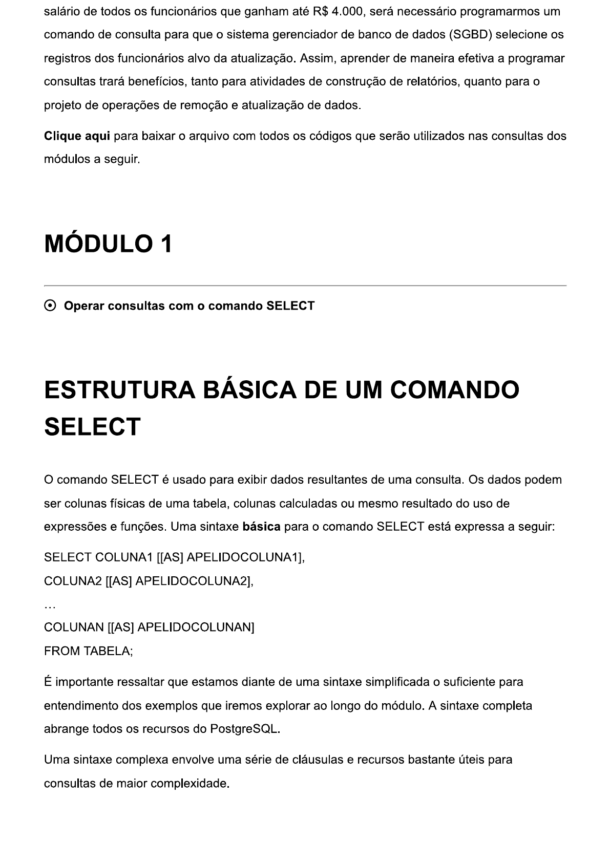 Aula 05 Bd Ocnsulta De Uma Tabela No Postgreesql Banco De Dados I