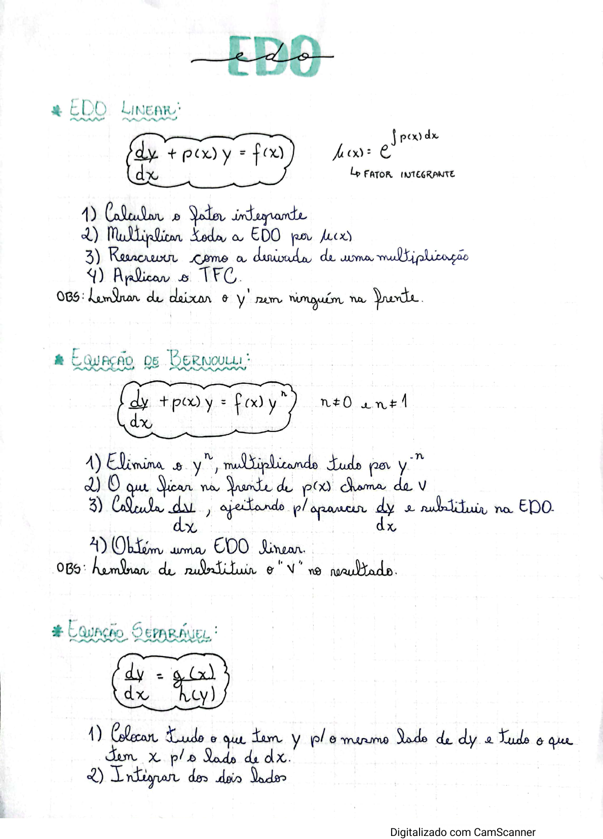EDO - PASSO A PASSO - Equações Diferenciais I