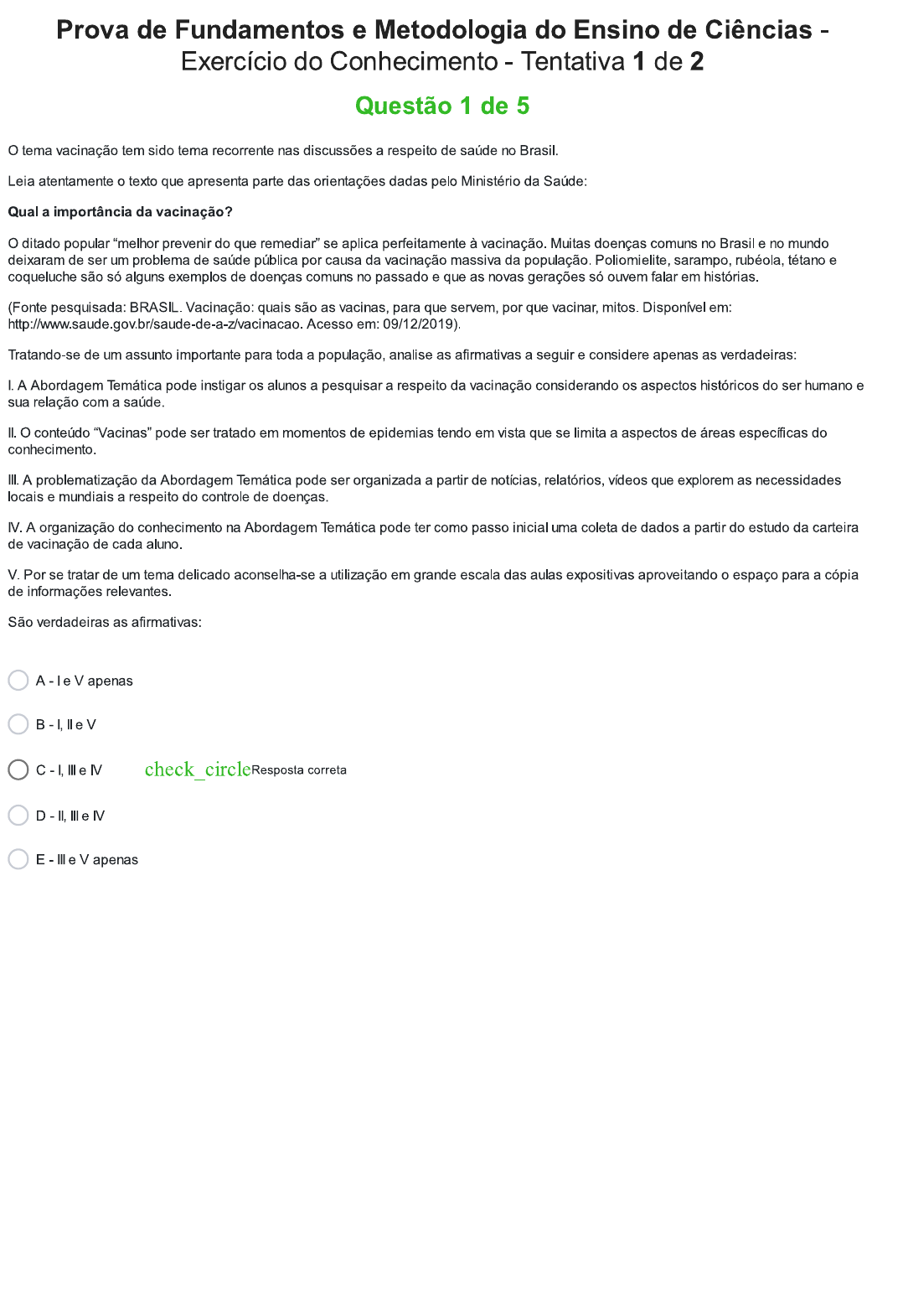 Prova de Fundamentos e Metodologia do Ensino de Ciências - Exercício do ... Prova de Fundamentos e Metodologia do Ensino de Ciências - Exercício do ...