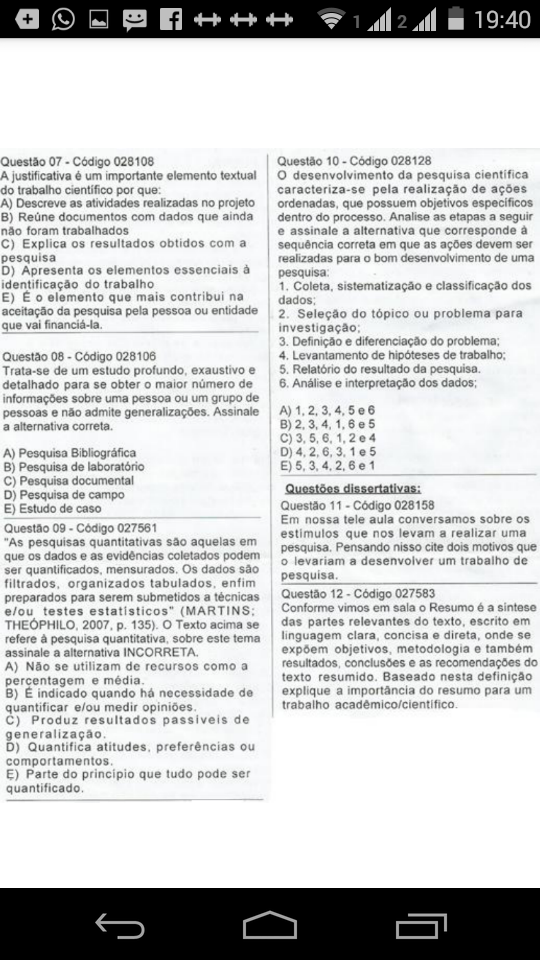 Prova de Metodologia Científica Estudo - Educação Física Prova de Metodologia Científica Estudo - Educação Física