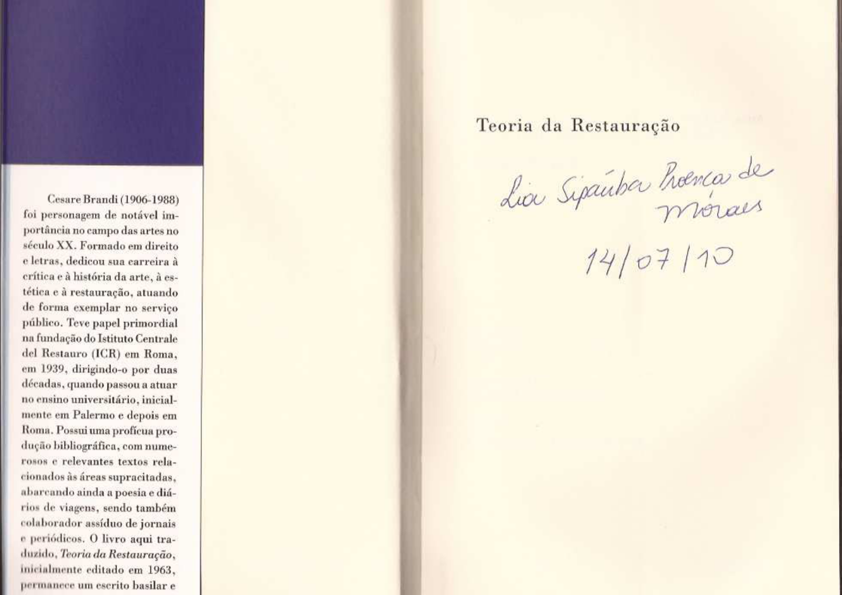 Teoria da Restauraçao - Cesare Brandi - Patrimônio e Restauro