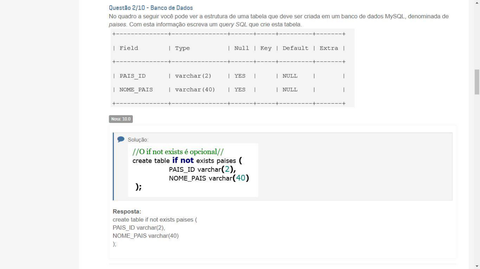 Atividade Prática Banco de Dados Nota: 100 Gabarito - Banco de Dados I