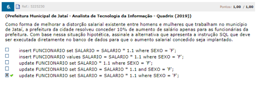 BANCO DE DADOS PROVA 06 - Banco de Dados I