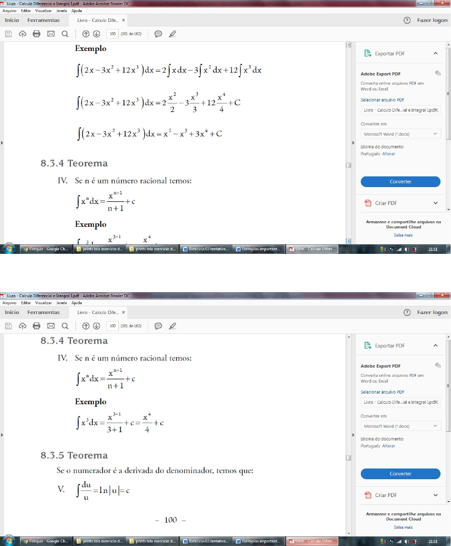 Exemplos importantes integrais - Cálculo II