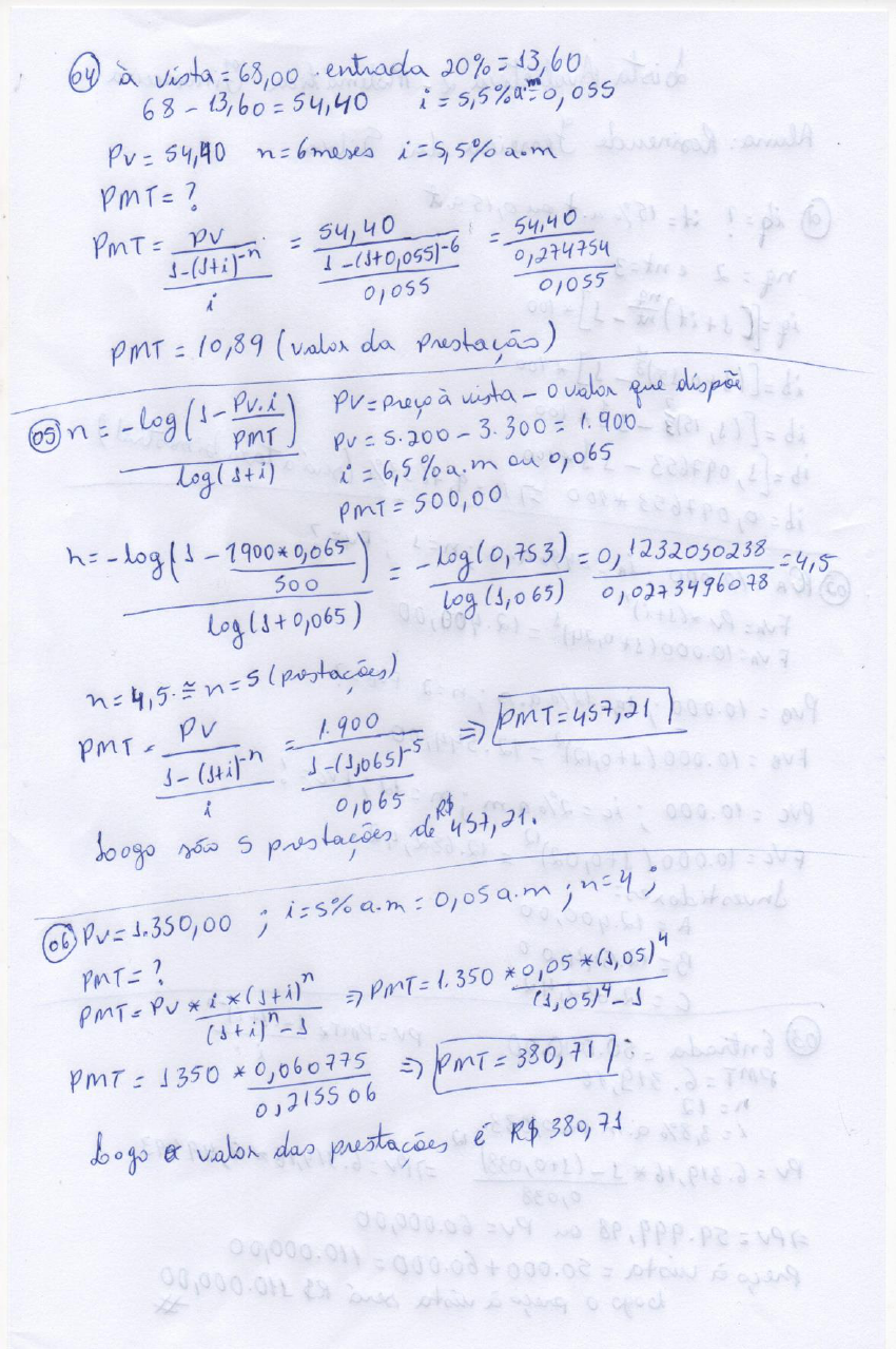ATIVIDADE AVALIATIVA 2 RESPOSTA - Matemática Financeira