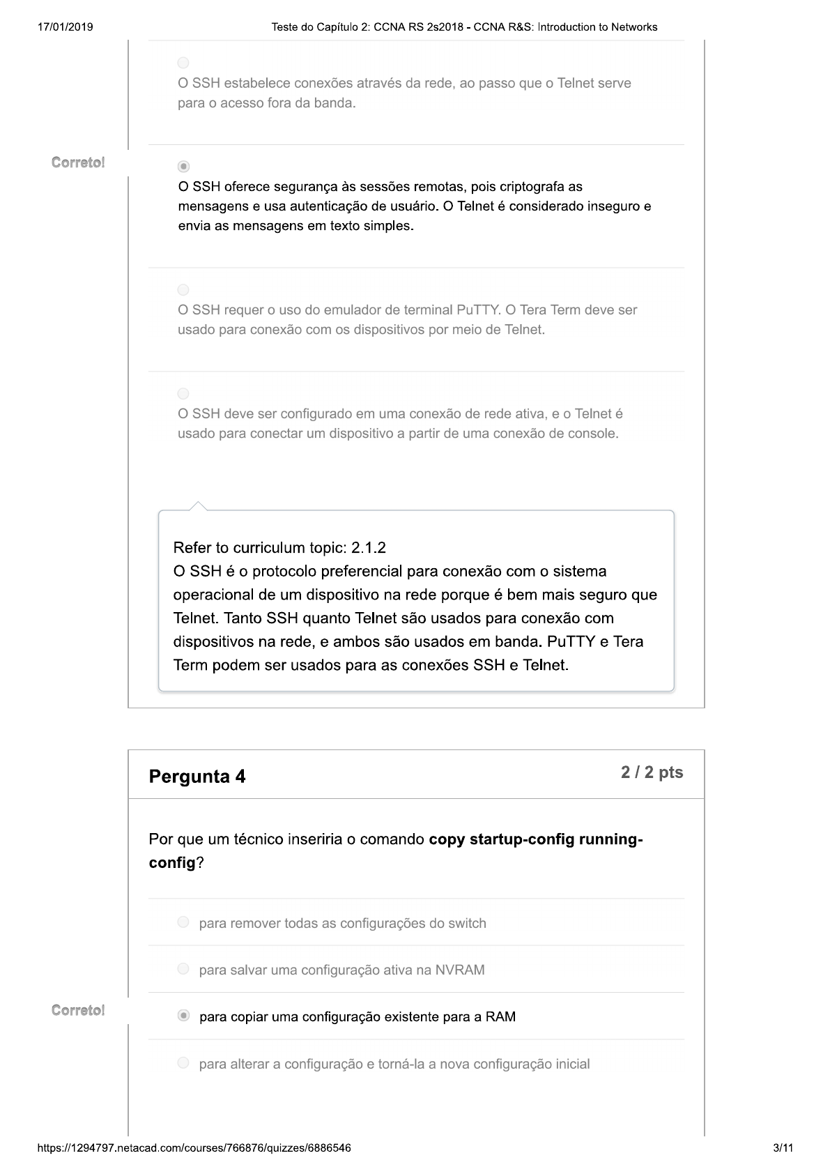Teste Capítulo 2 CCNA CISCO Routing e Switching - Ccna Cisco Teste Capítulo 2 CCNA CISCO Routing e Switching - Ccna Cisco