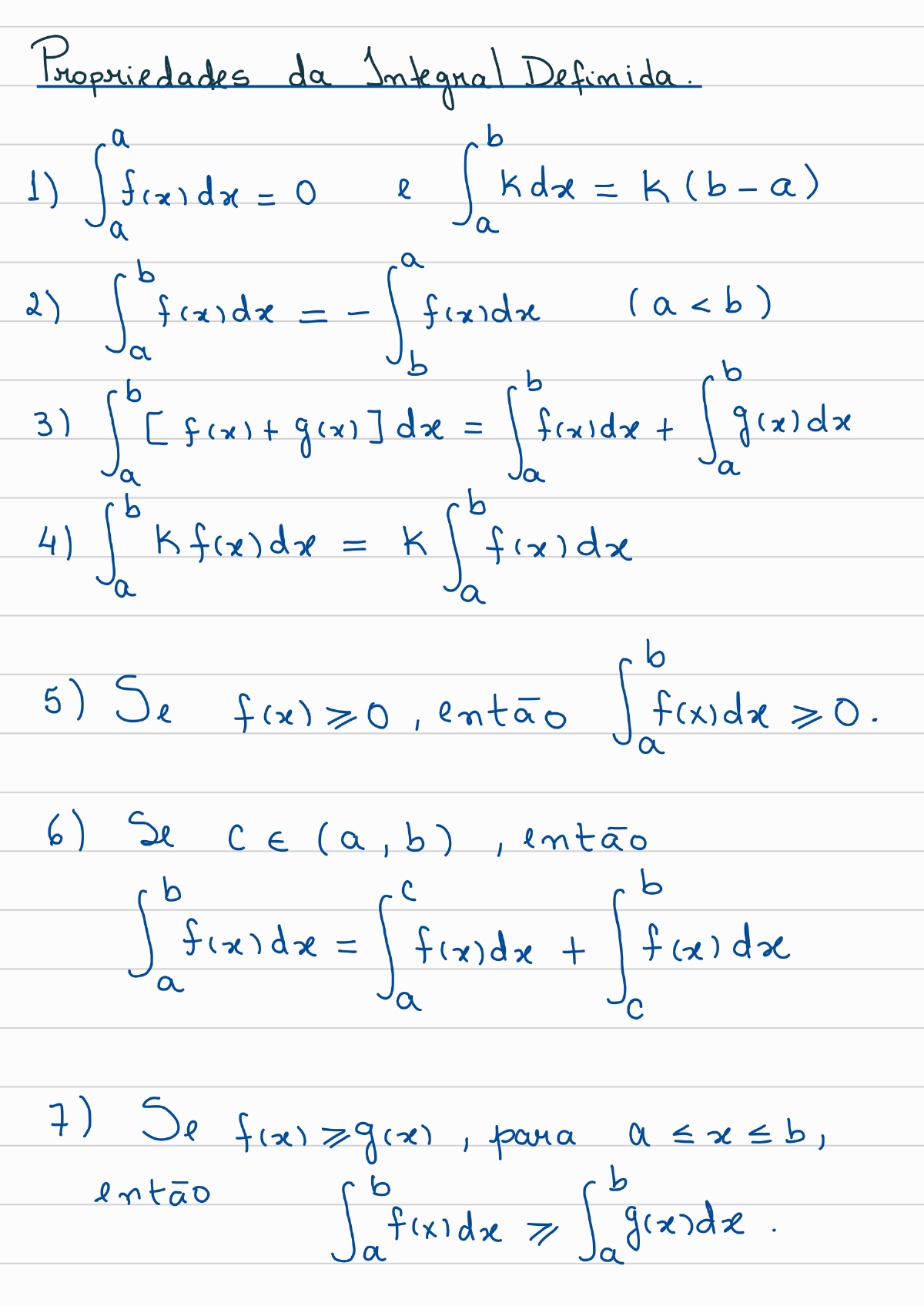 Cálculo NII Aula 04 Propriedades da Integral e TFC - Cálculo I