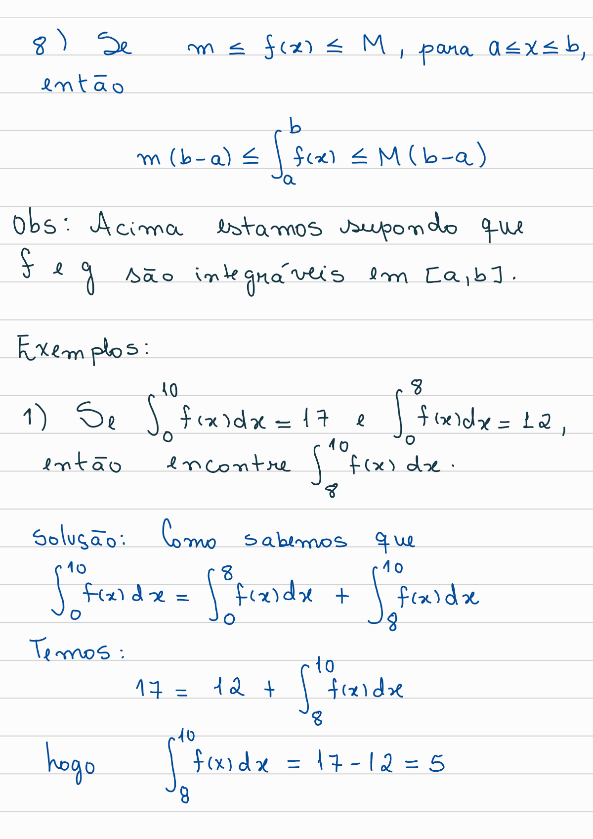Cálculo NII Aula 04 Propriedades da Integral e TFC - Cálculo I