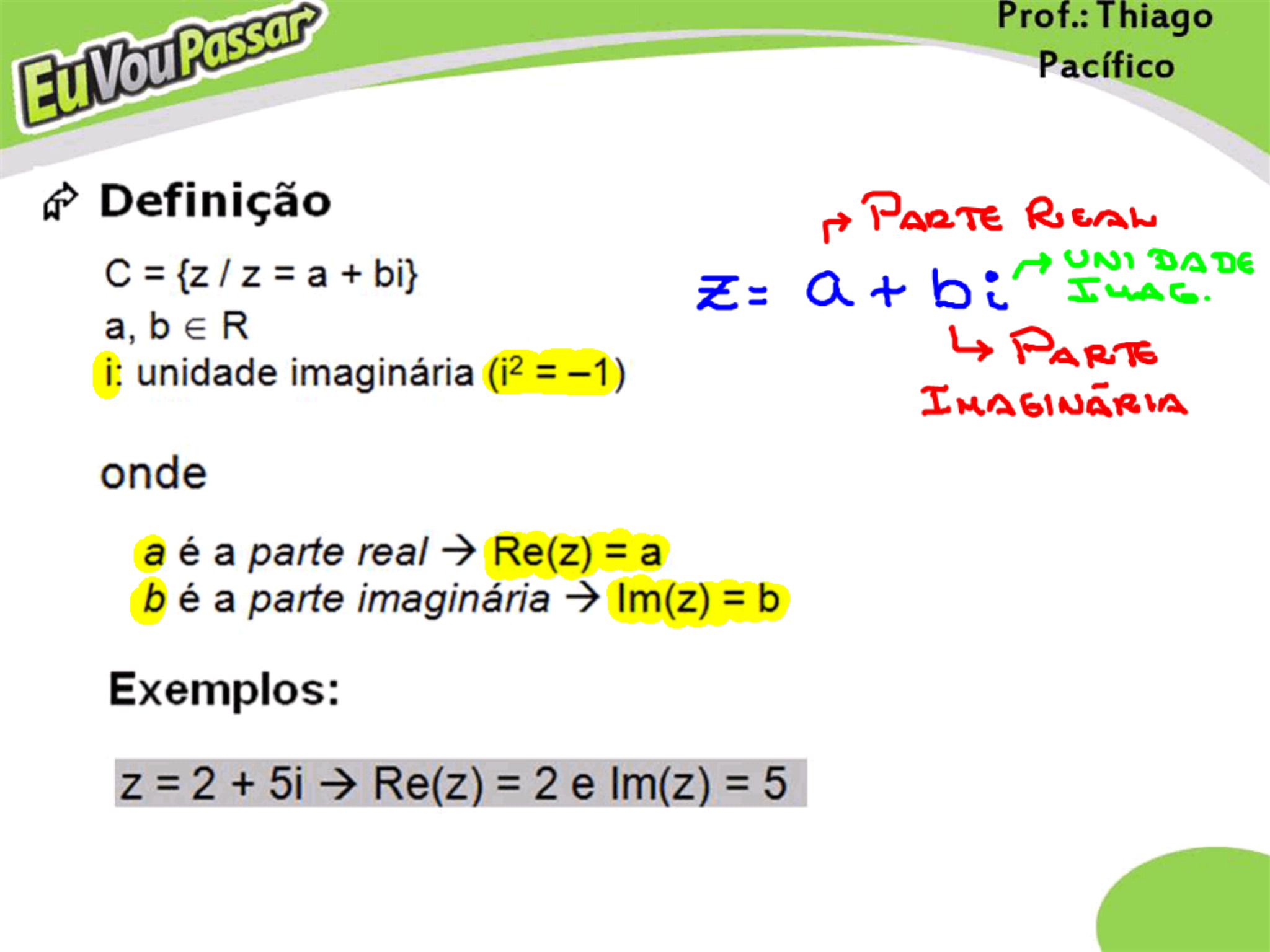 Aula 151 Conjuntos Numericos Complexos - Matemática