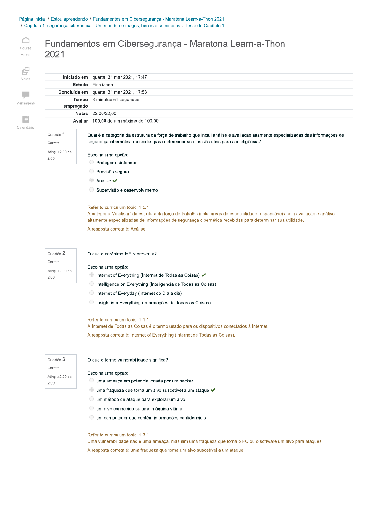 TESTE CAPITULO 1 CYBER SECURITY ESSENTIALS - Cybersecurity