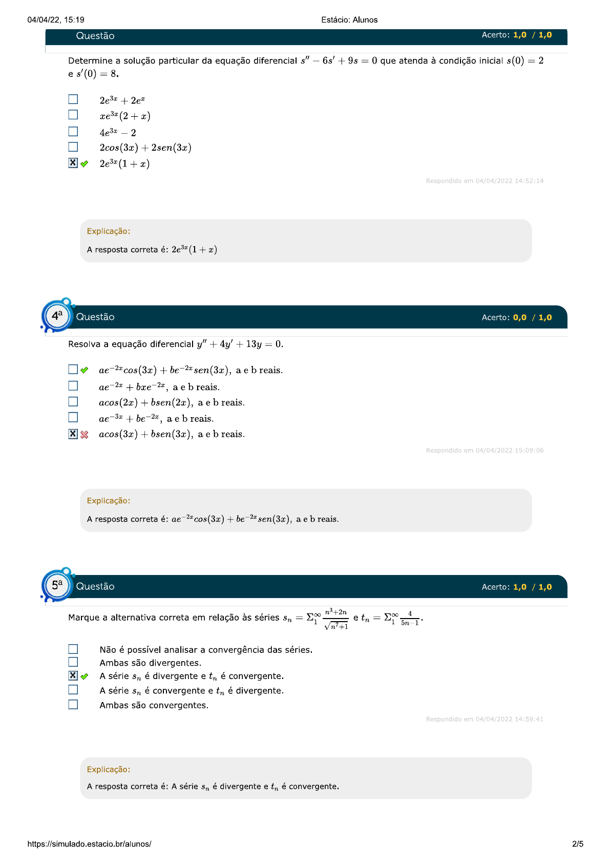 Simulado Calculo Diferencial Iii Calculo Diferencial E Integrado