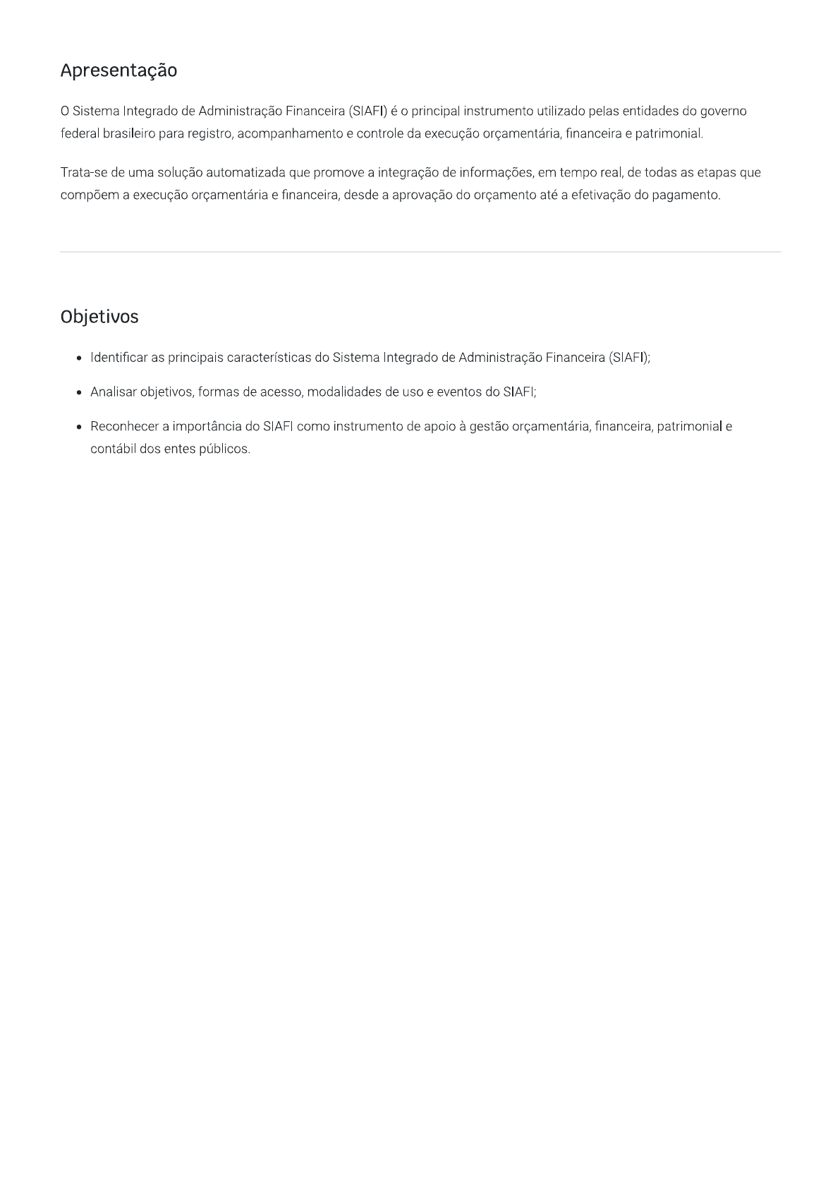 Aula 4 Sistema Integrado de Administração Financeira (SIAFI ...