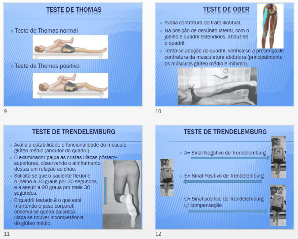 9 TESTES CINTURA PÉLVICA - Cinesiologia