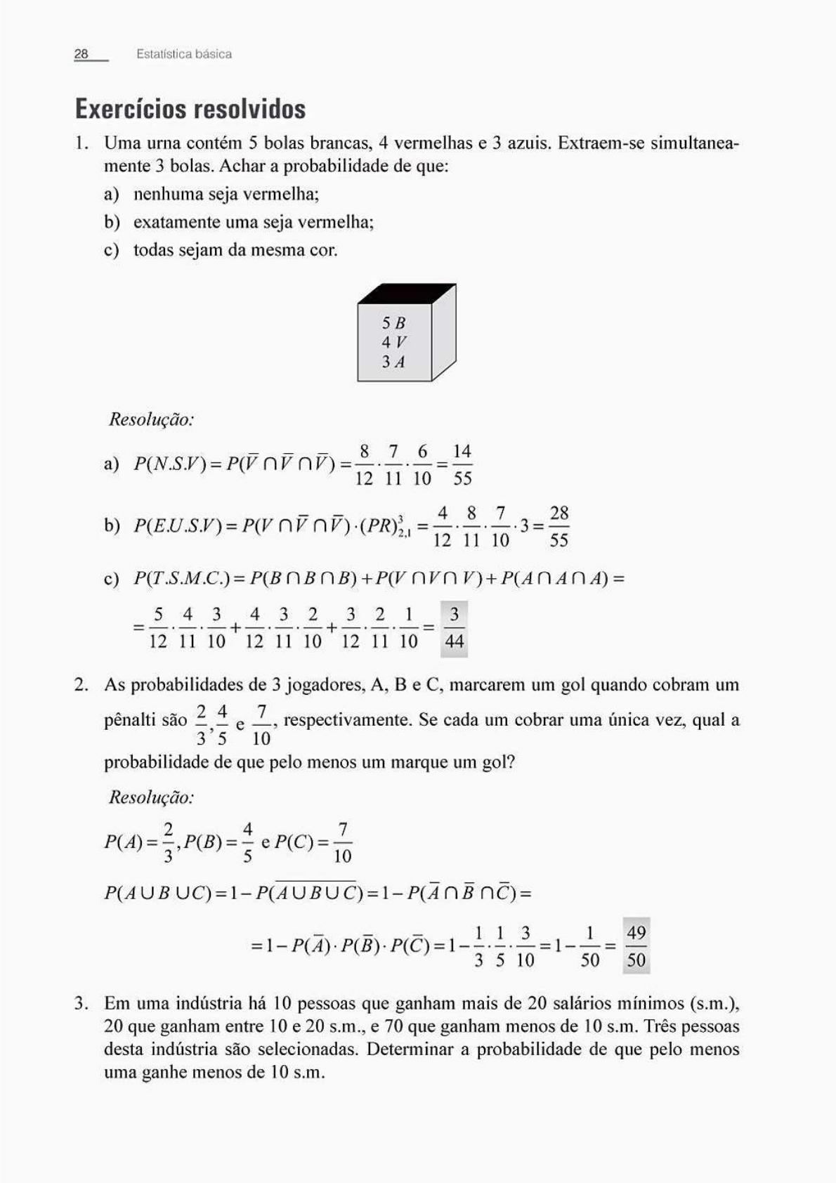 Exercicios Resolvidos Probabilidade - livro Morettin - Estatística I