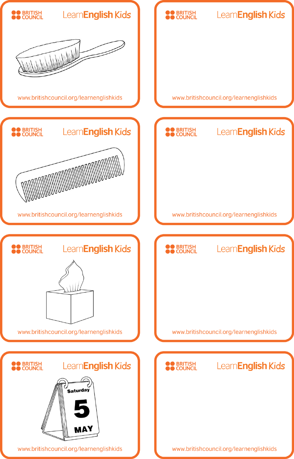 flashcards-everyday-objects-set-1-bw - Inglês