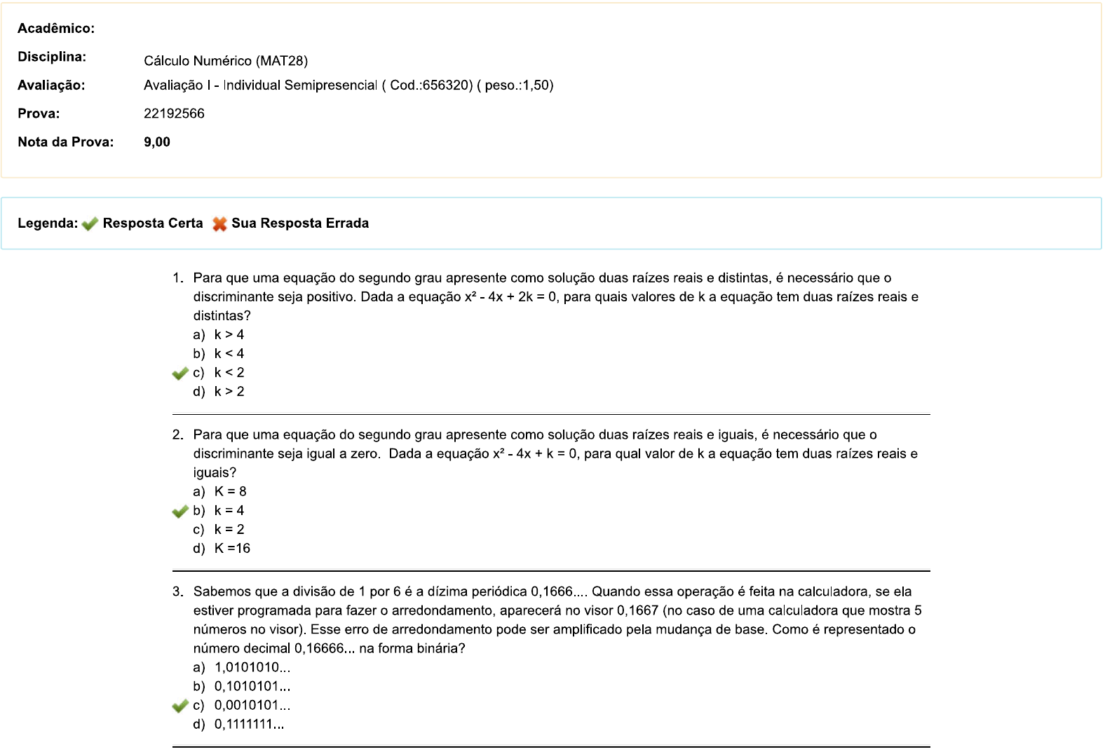 prova calculo numérico - Cálculo Numérico prova calculo numérico - Cálculo Numérico