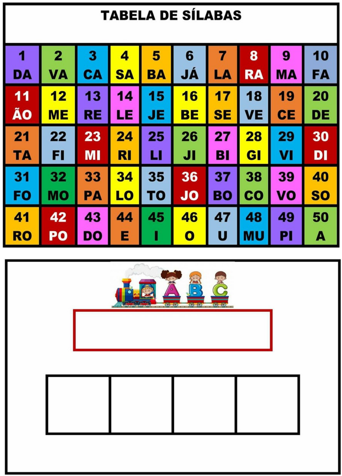 Jogo das Sílabas 25 Jogo das silabas, Atividades com silabas simples ...