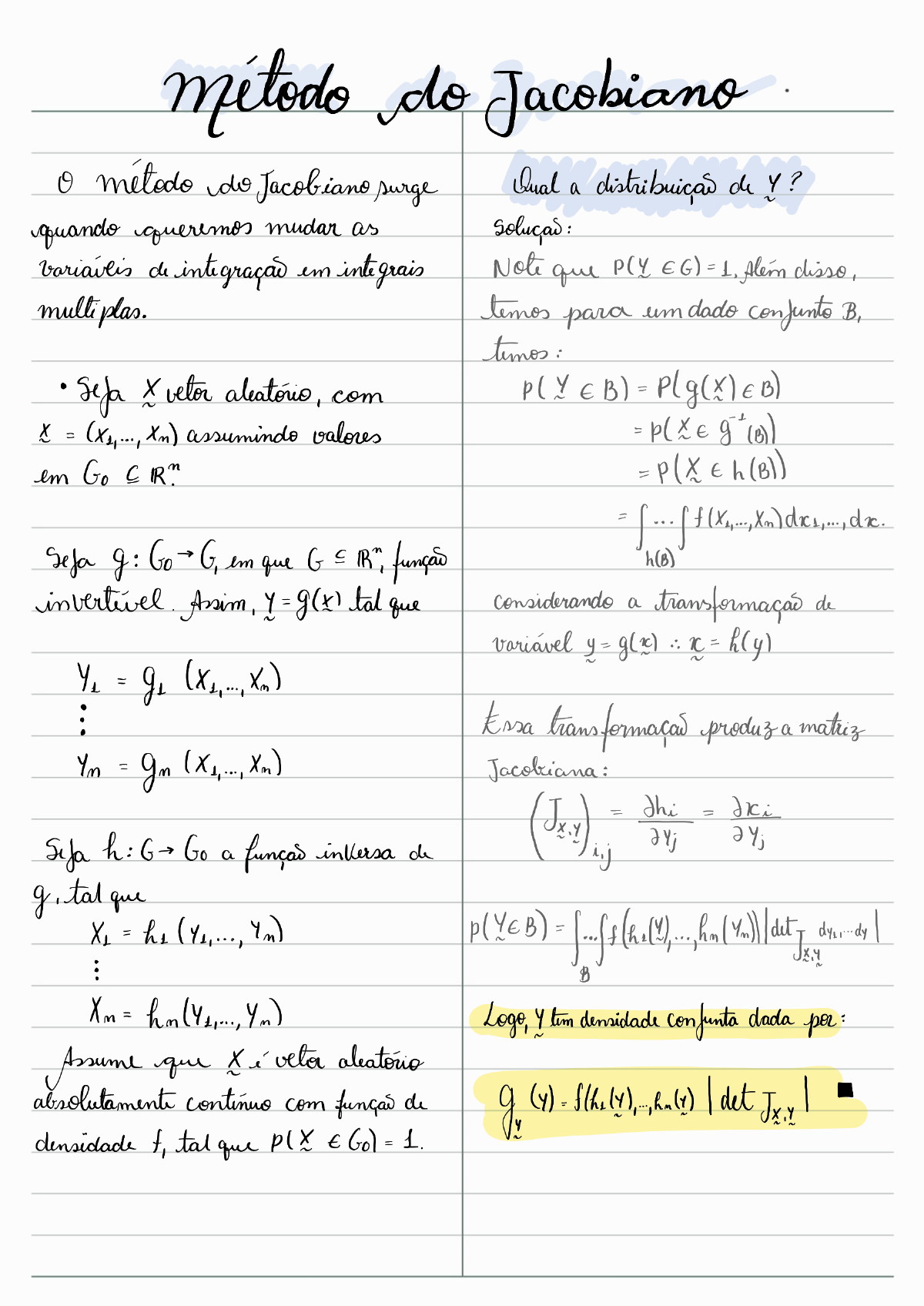 Aula 6 - método do jacobiano - Probabilidade e Estatística