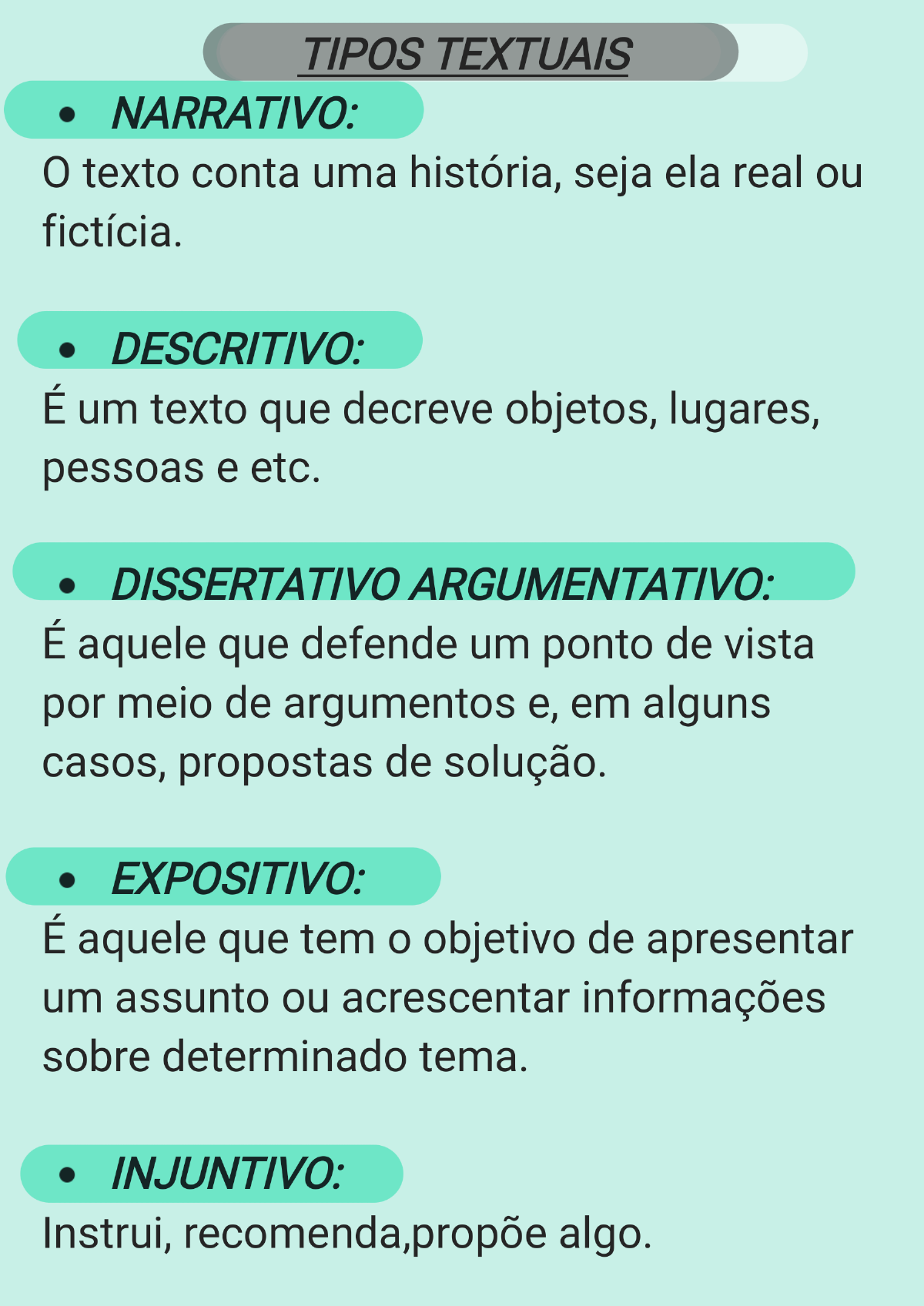 Tipos Textuais - Redação