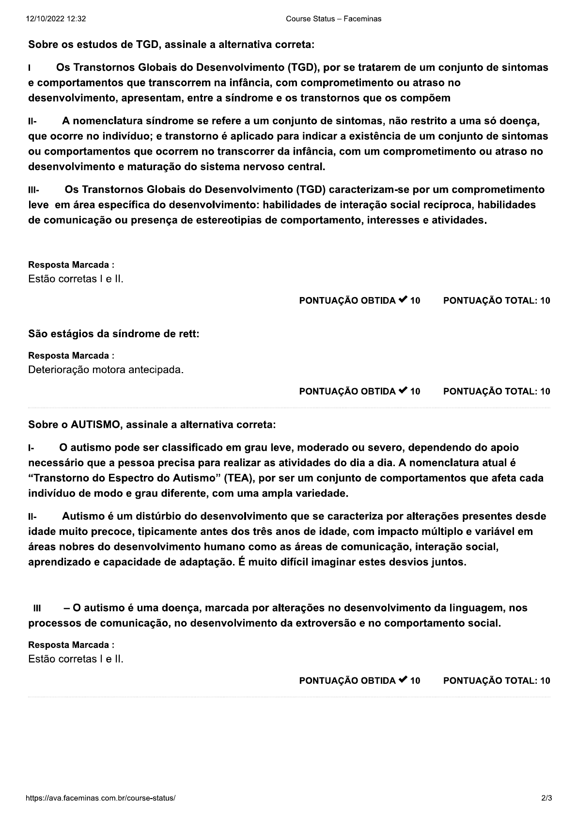 10 AVALIAÇÃO TGD TRANSTORNOS GLOBAL DO DESENVOLVIMENTO TEA TRANSTORNO ...